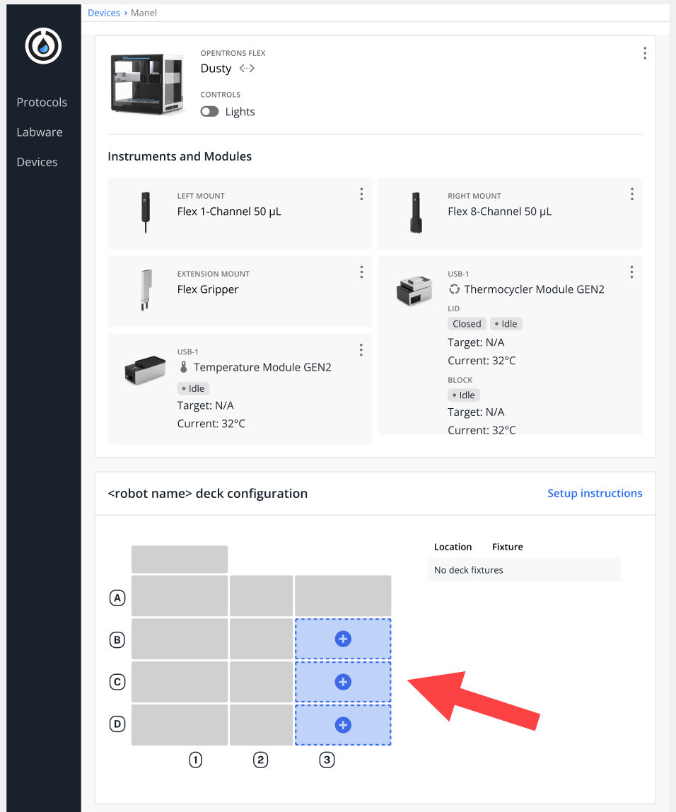 Deck configuration on Opentrons Flex