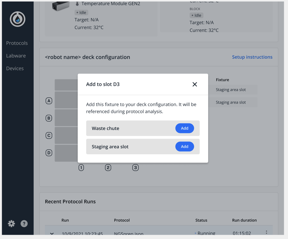 Deck configuration on Opentrons Flex